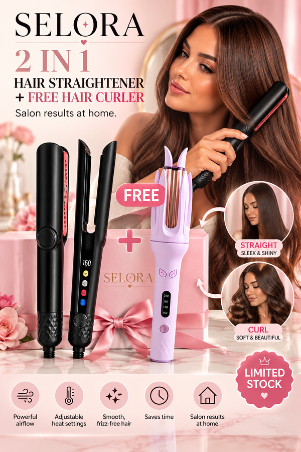 Selora 2-in-1 Hair Dryer & Straightener + FREE Automatic Hair Curler